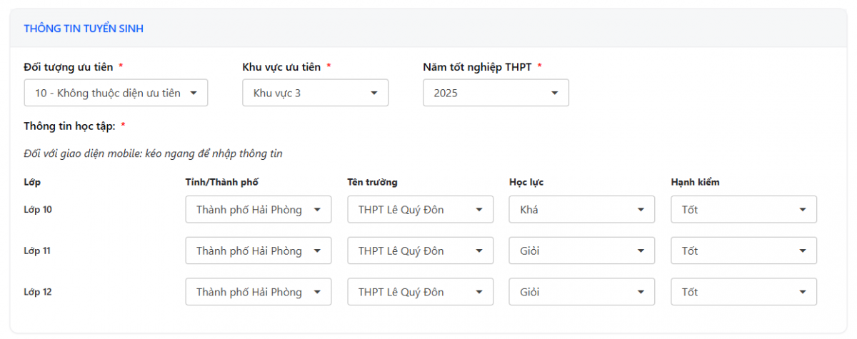 [2025] Hướng dẫn khai phiếu đăng ký và thủ tục đăng ký xét tuyển theo Phương thức 5 - Xét tuyển ...